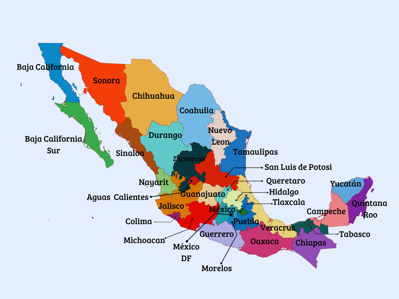 Mapa de la República Mexicana: Estados y capitales - Enciclopedia ...